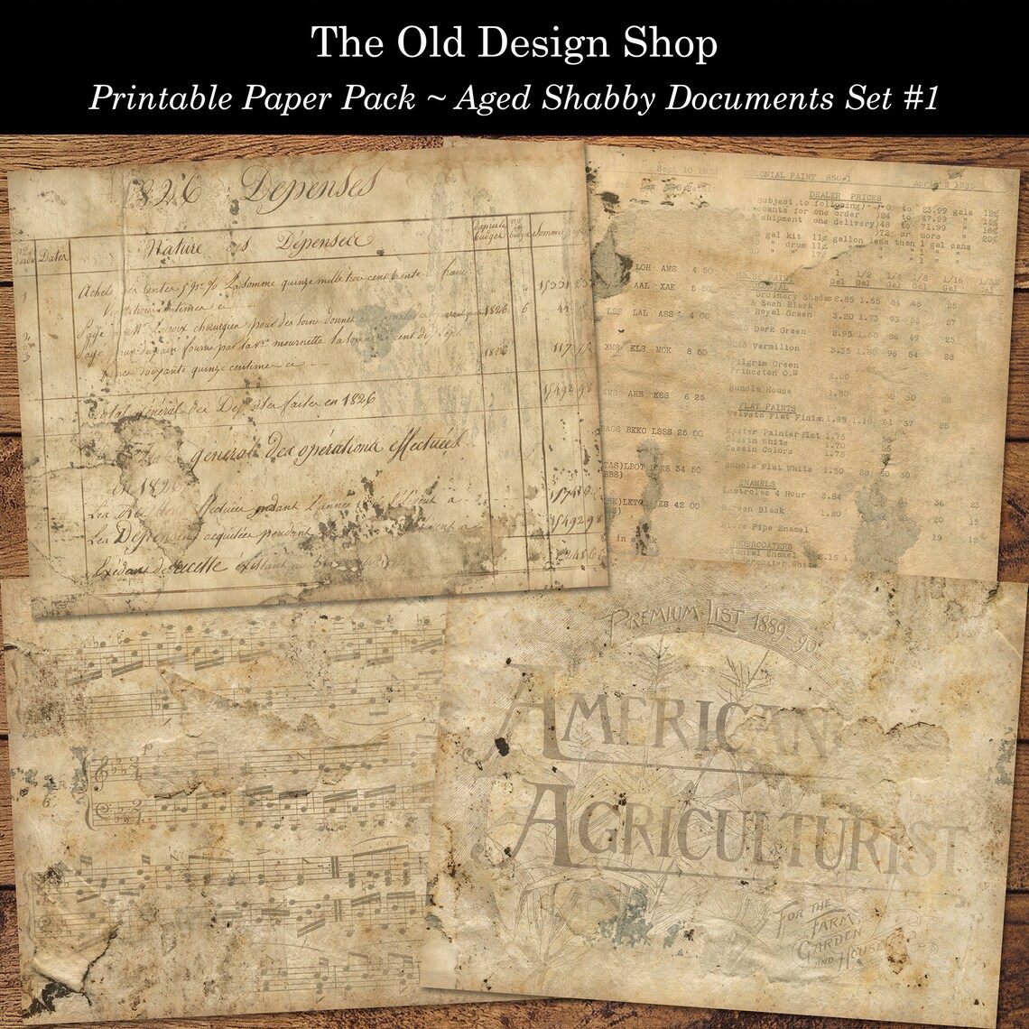 Printable Distressed Antique Documents Paper Pack for Junk Journals ...
