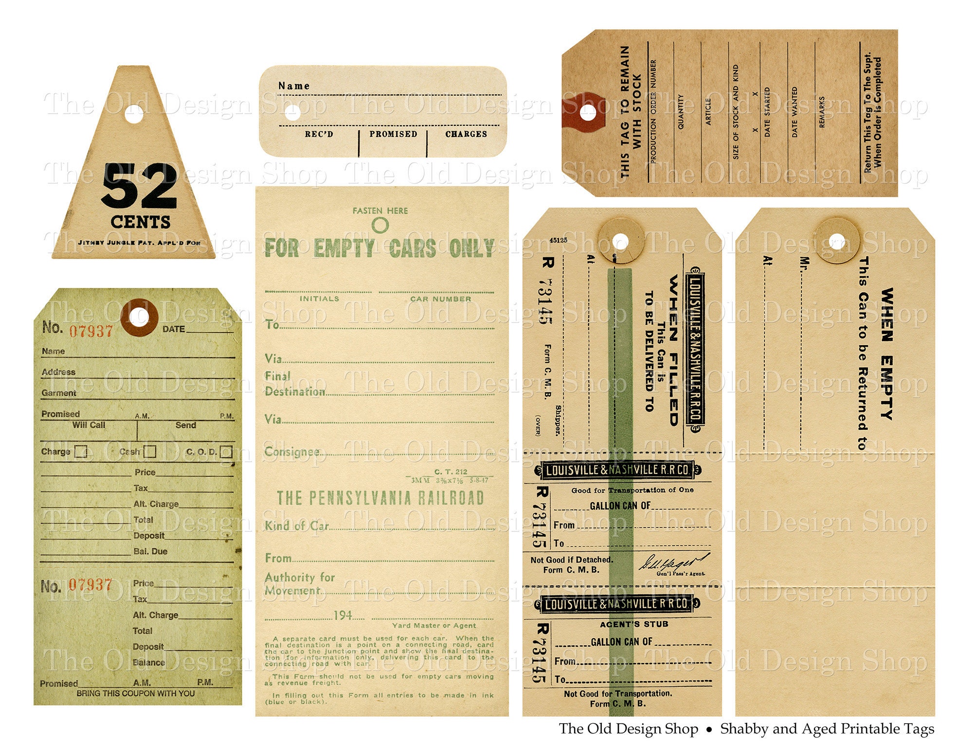 Shabby and Aged Tags Printable Vintage Style Alterations - Etsy