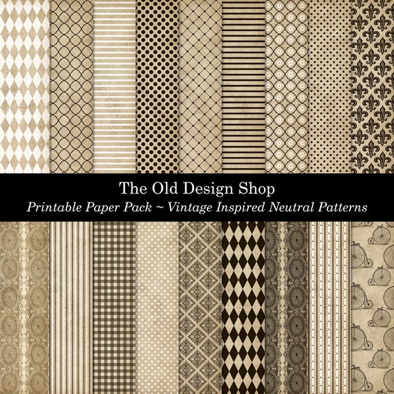 Neutral Patterned Background Paper Pack 8.5x11 Vintage - Etsy