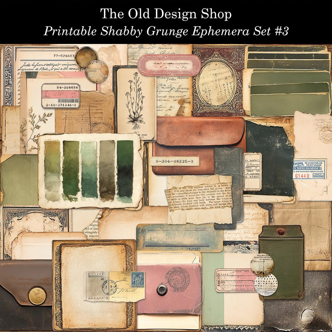 Grunge Ephemera Printable Ephemera Set #3 for Junk Journals Cardmaking ...