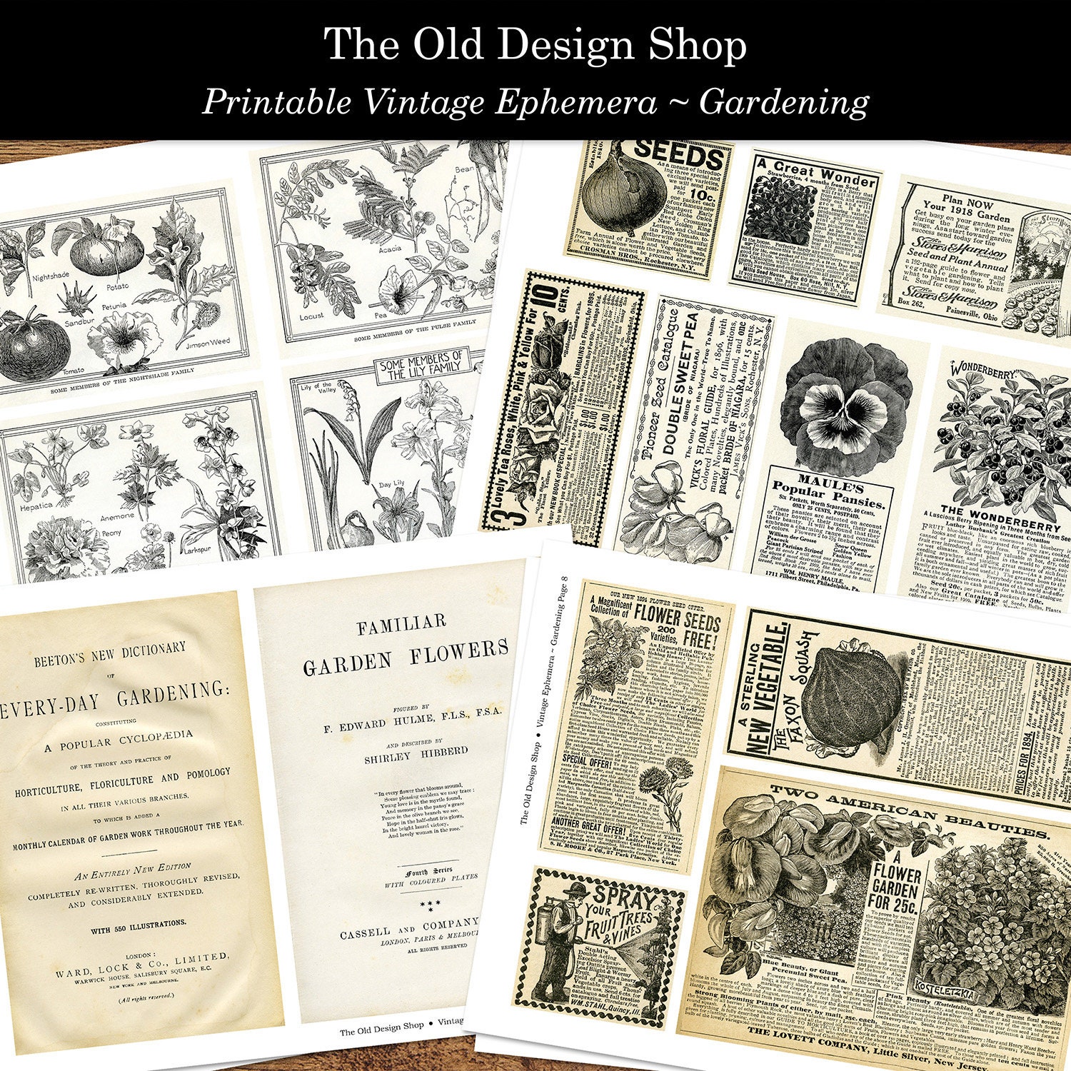 Vintage Gardening Printable Ephemera Garden Flower and - Etsy Canada