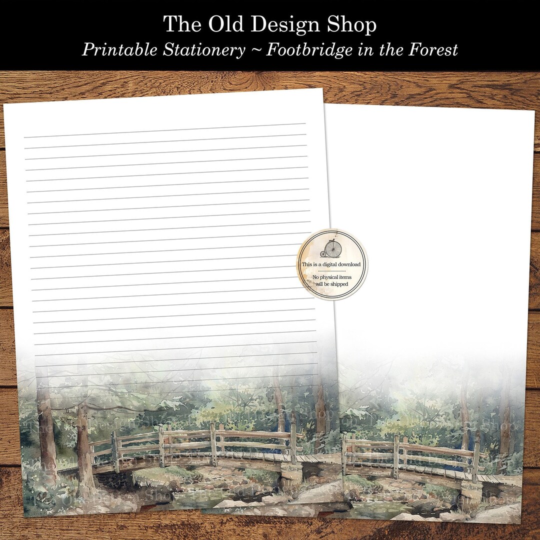 Footbridge Letter Writing Stationery Printable Lined & Unlined Pages ...