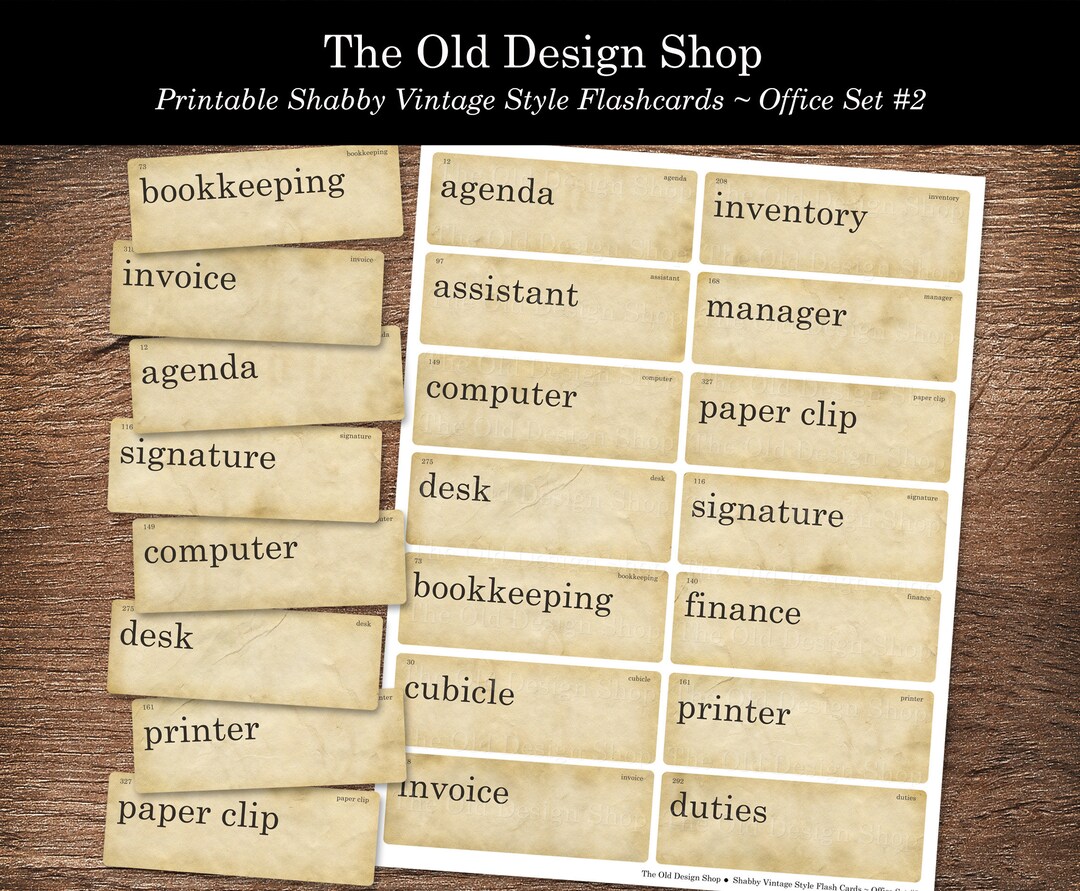 Office Flashcards Printable Junk Journal Neutral Ephemera Cardmaking ...