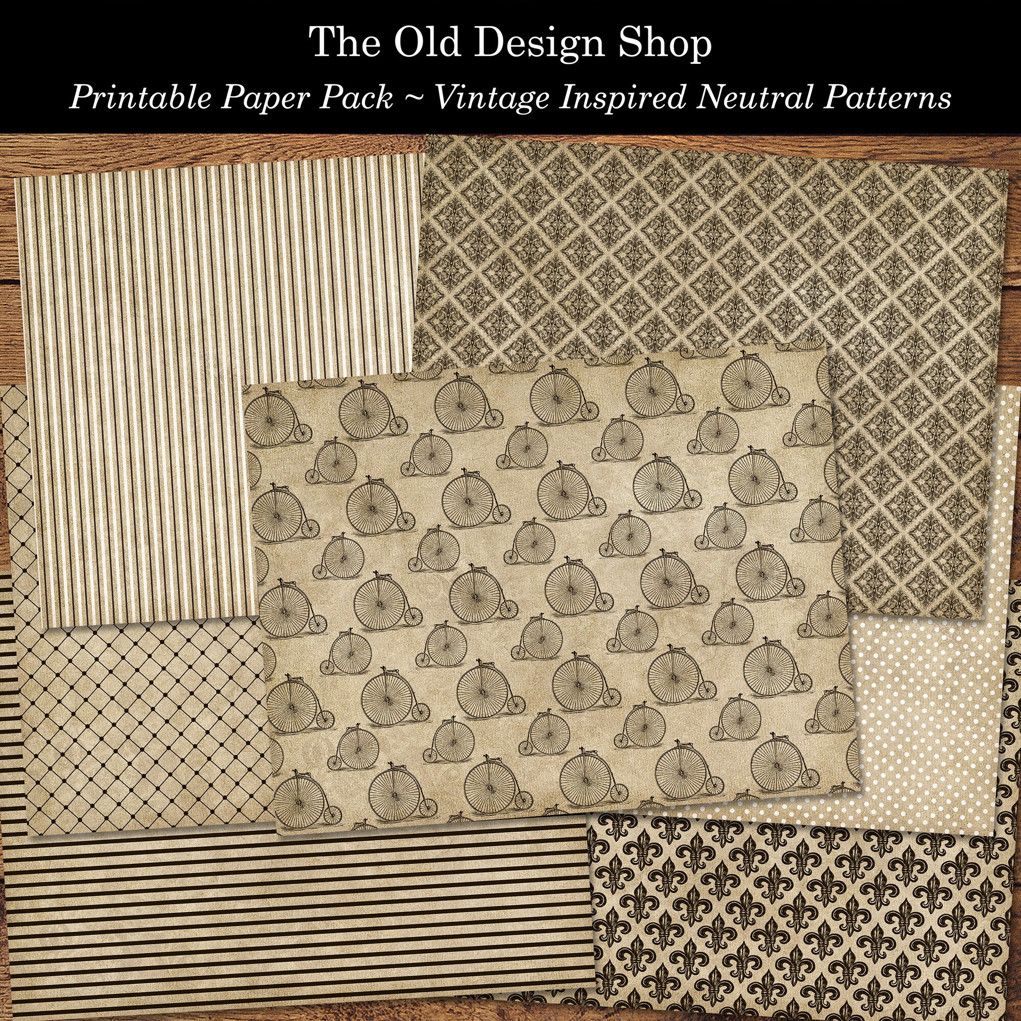 Neutral Patterned Background Paper Pack 8.5x11 Vintage - Etsy