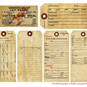 Shabby and Aged Tags Printable Vintage Style Alterations Garment ...