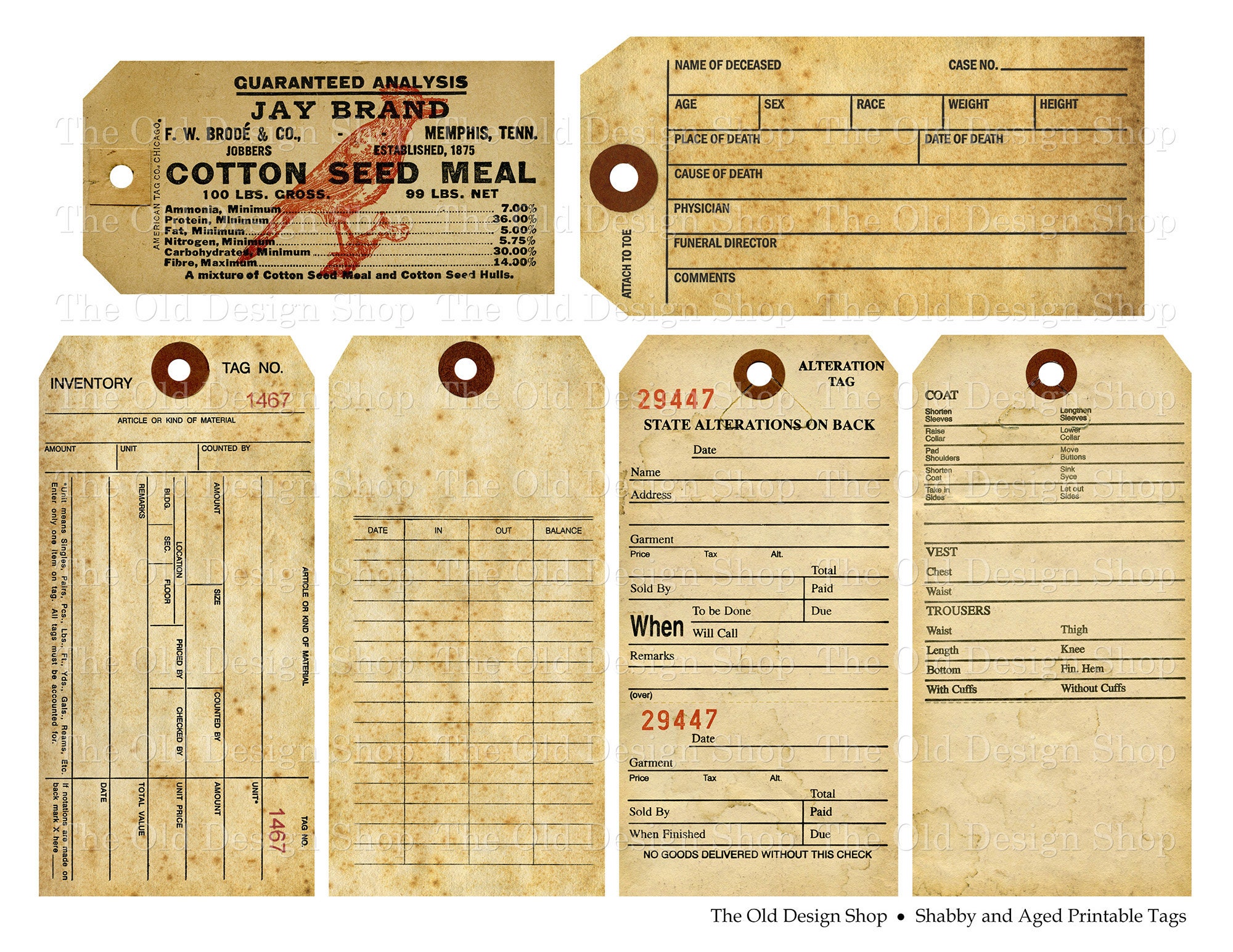 Shabby and Aged Tags Printable Vintage Style Alterations - Etsy
