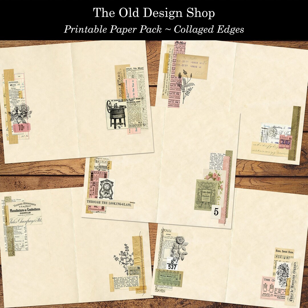 Junk Journal Pages Printable Vintage Collage Clipart Papers Junk ...