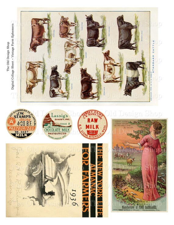 Papercraft Paper Farm Life Ephemera Printables Farm Ephemera Vintage ...