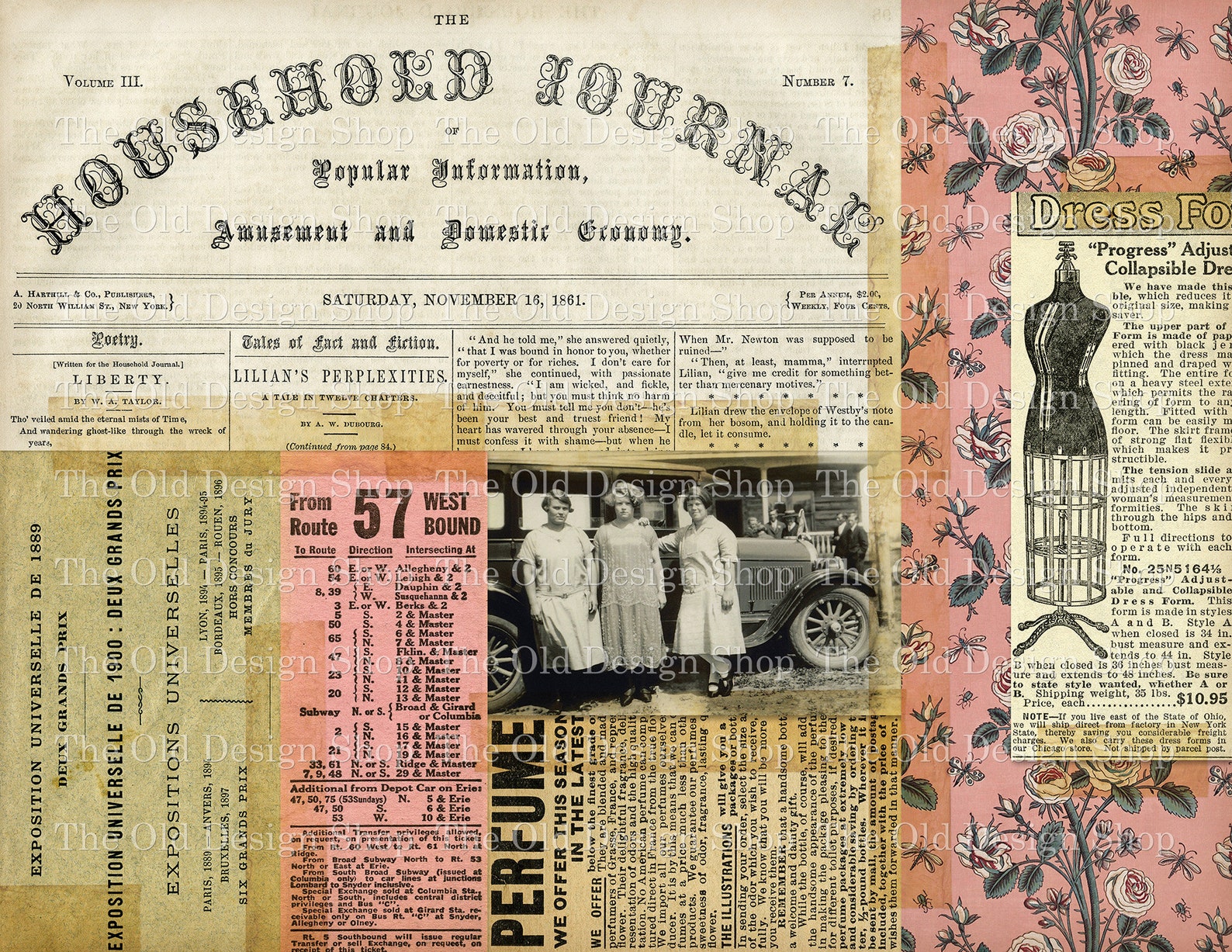 Collaged Ephemera Background Paper Pack Set 3 Vintage Inspired - Etsy