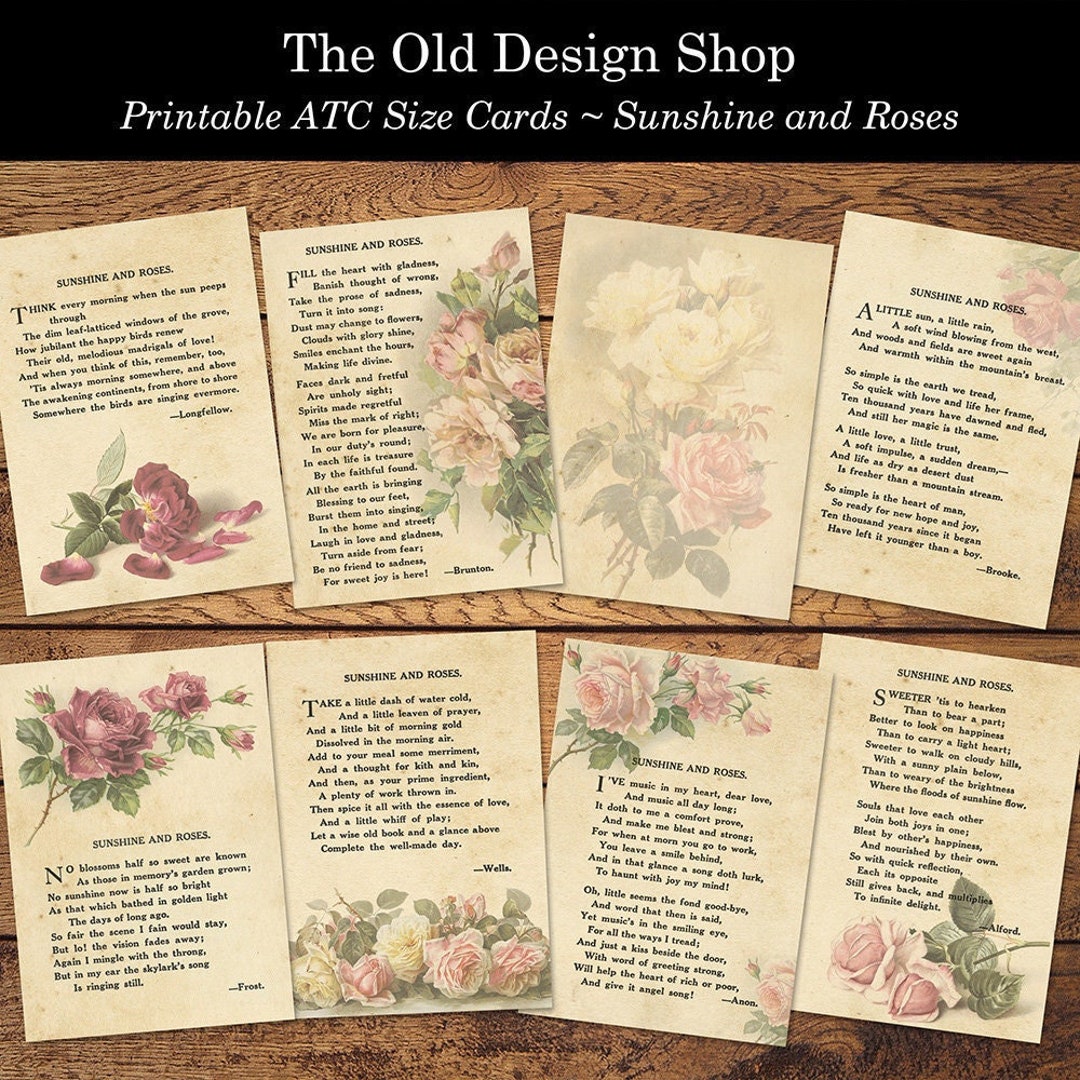 Sunshine and Roses Printable Journal Cards for Junk Journals Cardmaking ...