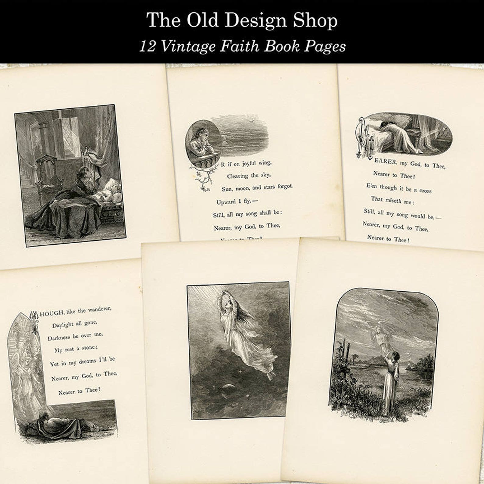 Printable Book Pages Poetry Christian Faith Vintage Illustrated Papers ...