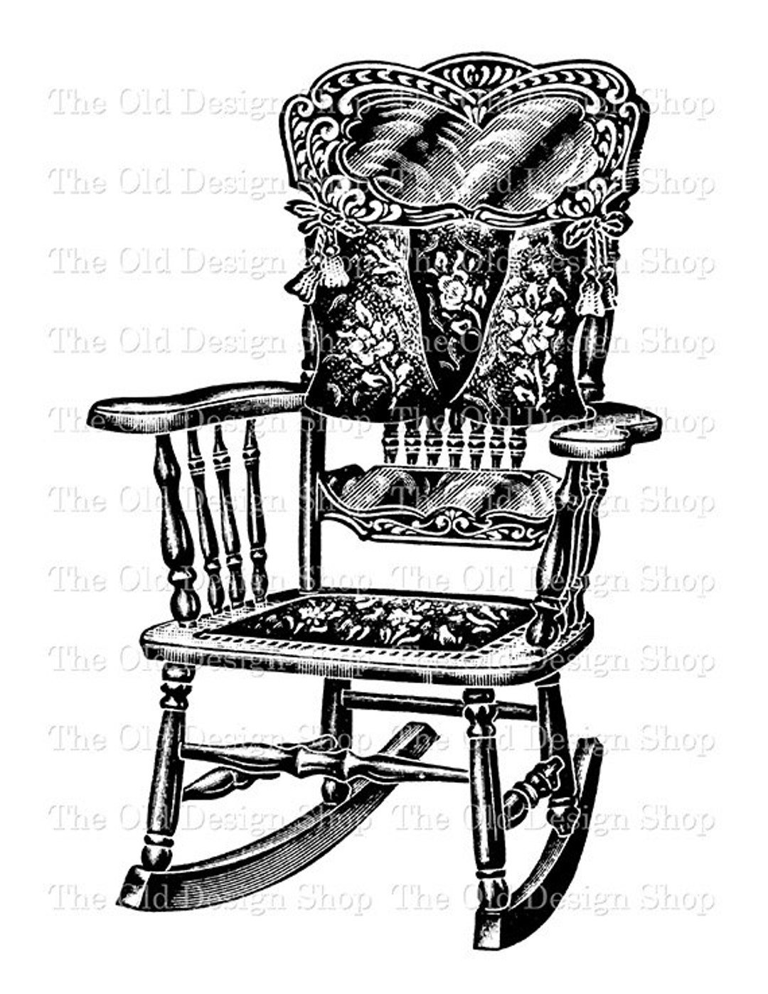 Vintage Rocking Chair Clipart Furniture Graphics for Cardmaking Junk ...