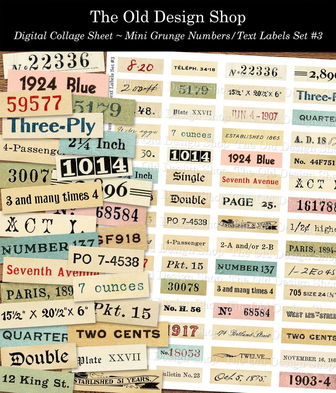 Number Labels Mini Shabby Numbers and Text Label Tags Set 3 Printable ...