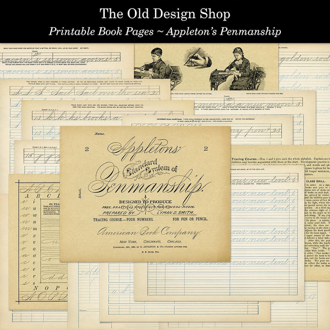 Penmanship Handwriting Practice Book Pages for Junk Journals Cardmaking ...