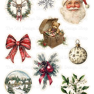 Vintage Christmas Fussy Cuts Printable Fussy Cut Clipart Ephemera for ...