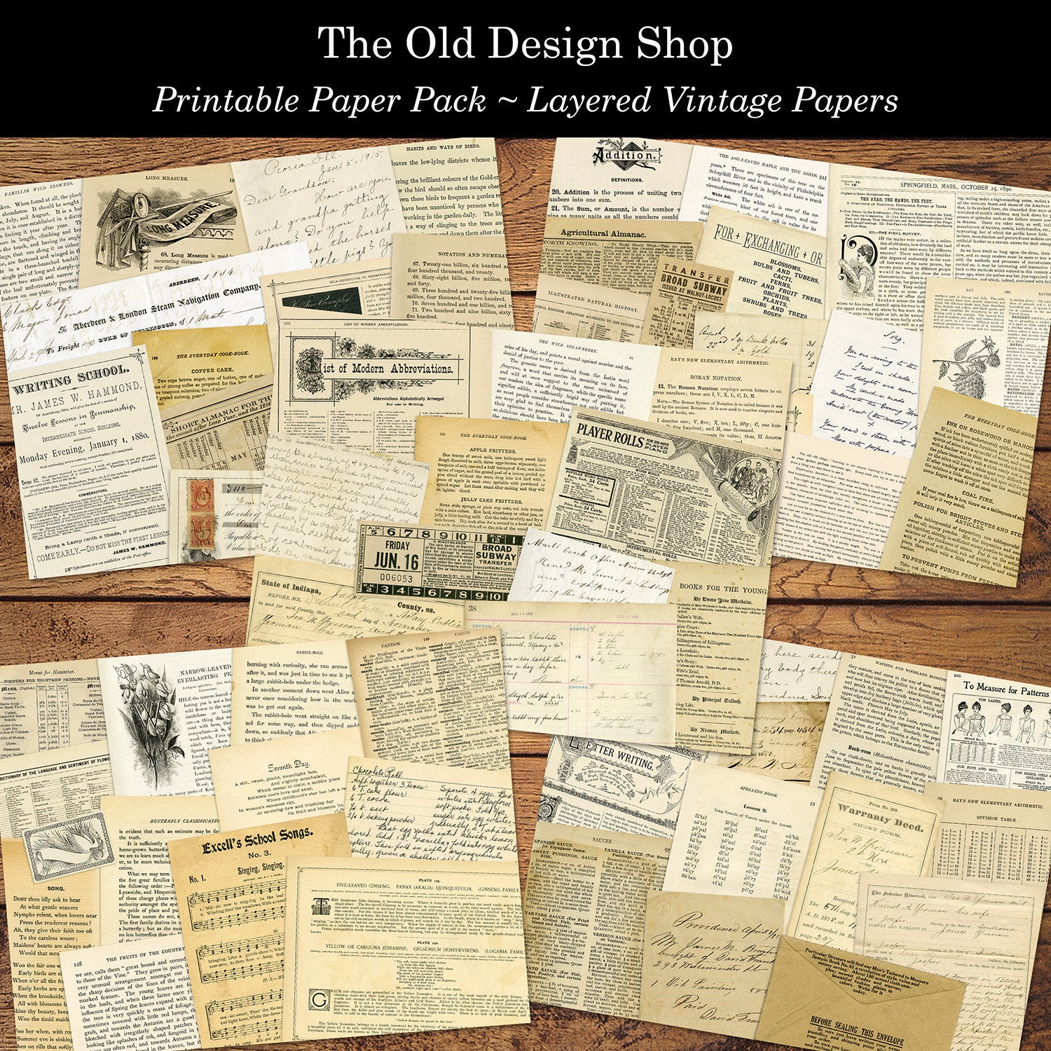 Printable Paper Pack Old Book Pages Collaged Neutral Tone - Etsy