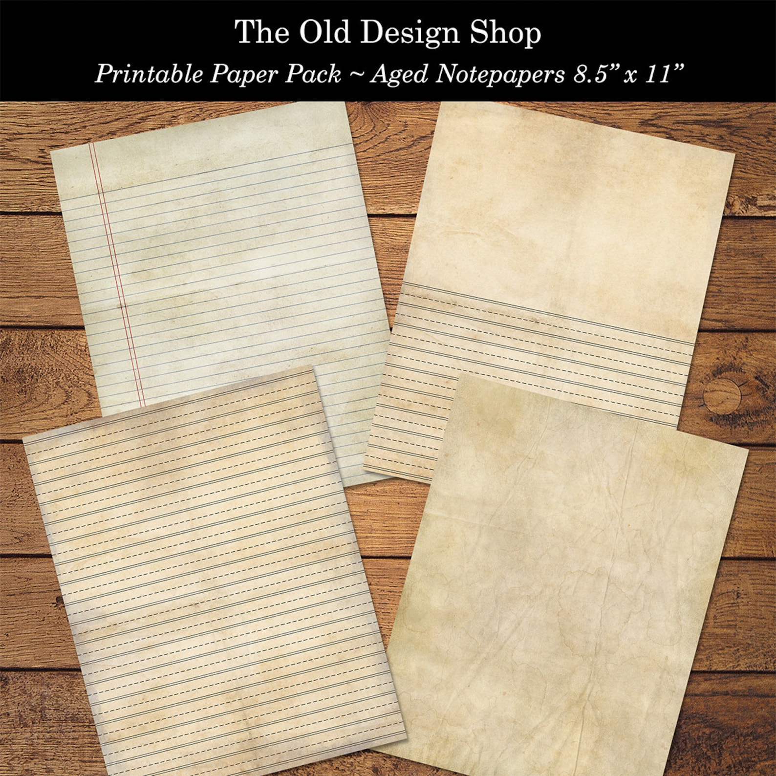 Printable Paper Pack Aged Shabby Grunge Notepapers 8.5 Inch X 11 Inch ...