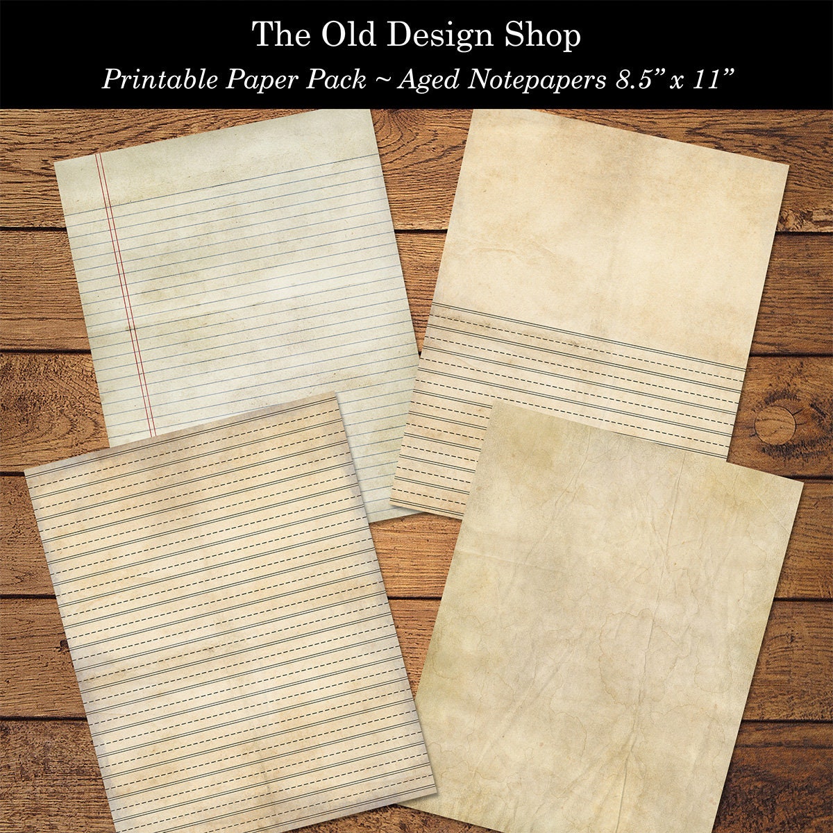 Printable Paper Pack Aged Shabby Grunge Notepapers 8.5 Inch X 11 Inch ...