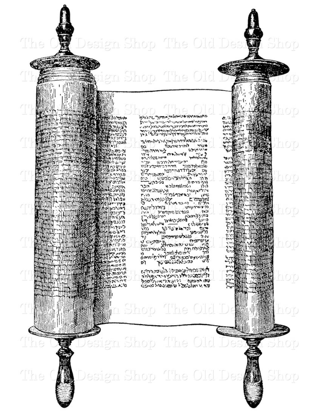 Hebrew Scroll Clipart for Cardmaking Junk Journals Ink Saver Vintage ...
