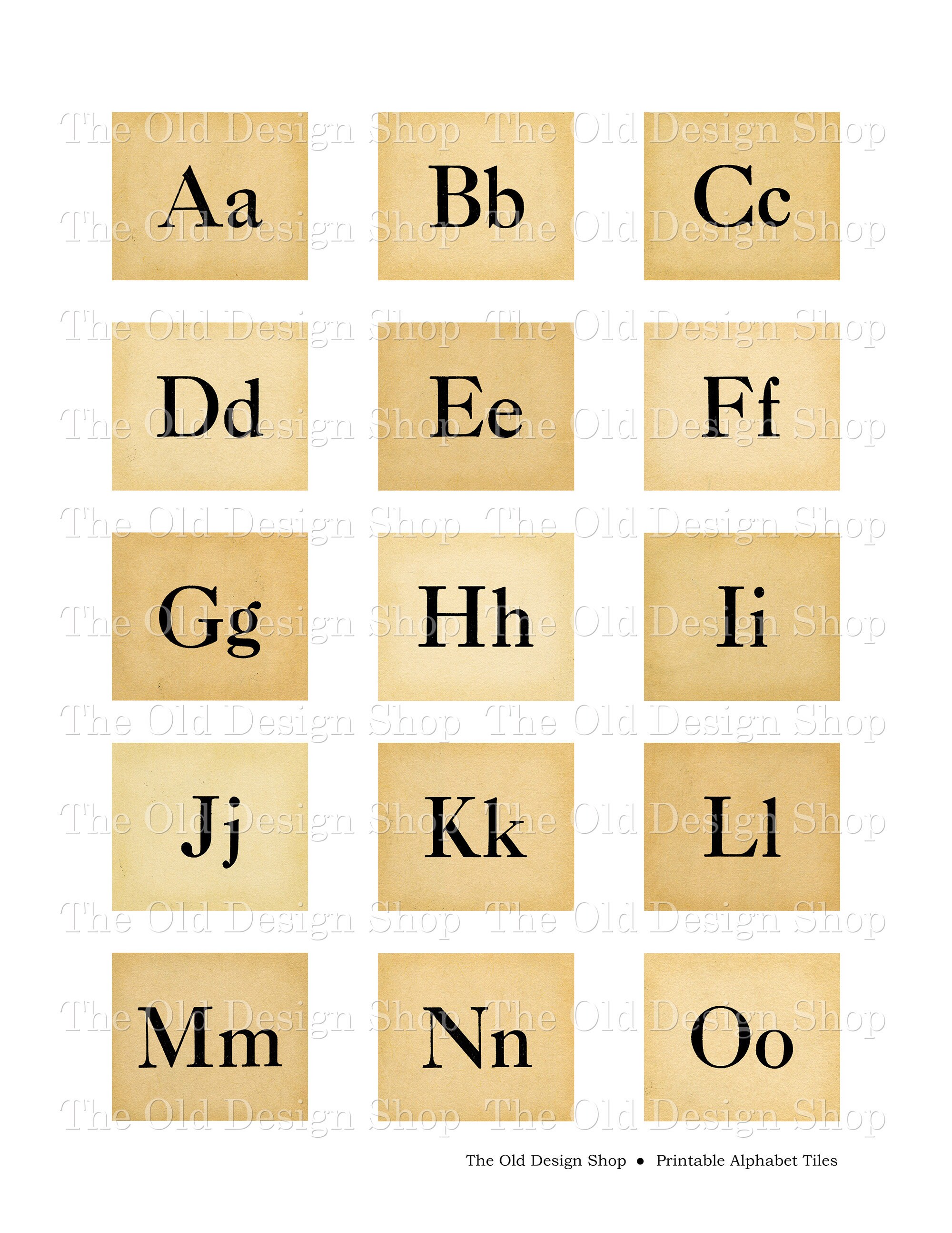 Printable Alphabet Tiles Vintage Style Shabby Aged Mini Alpha - Etsy