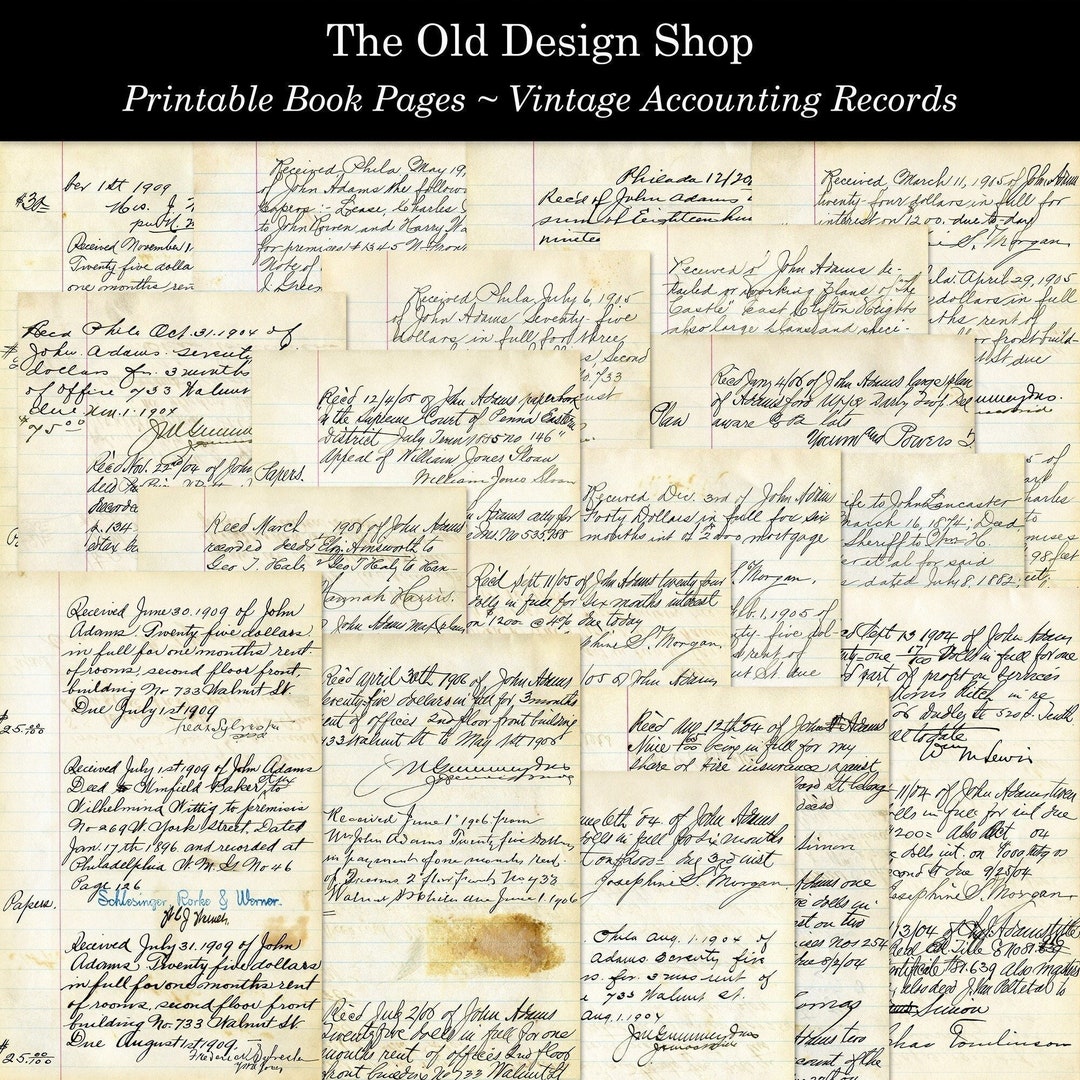 Shabby Aged Vintage Accounting Records Printable Antique Ledger Book ...