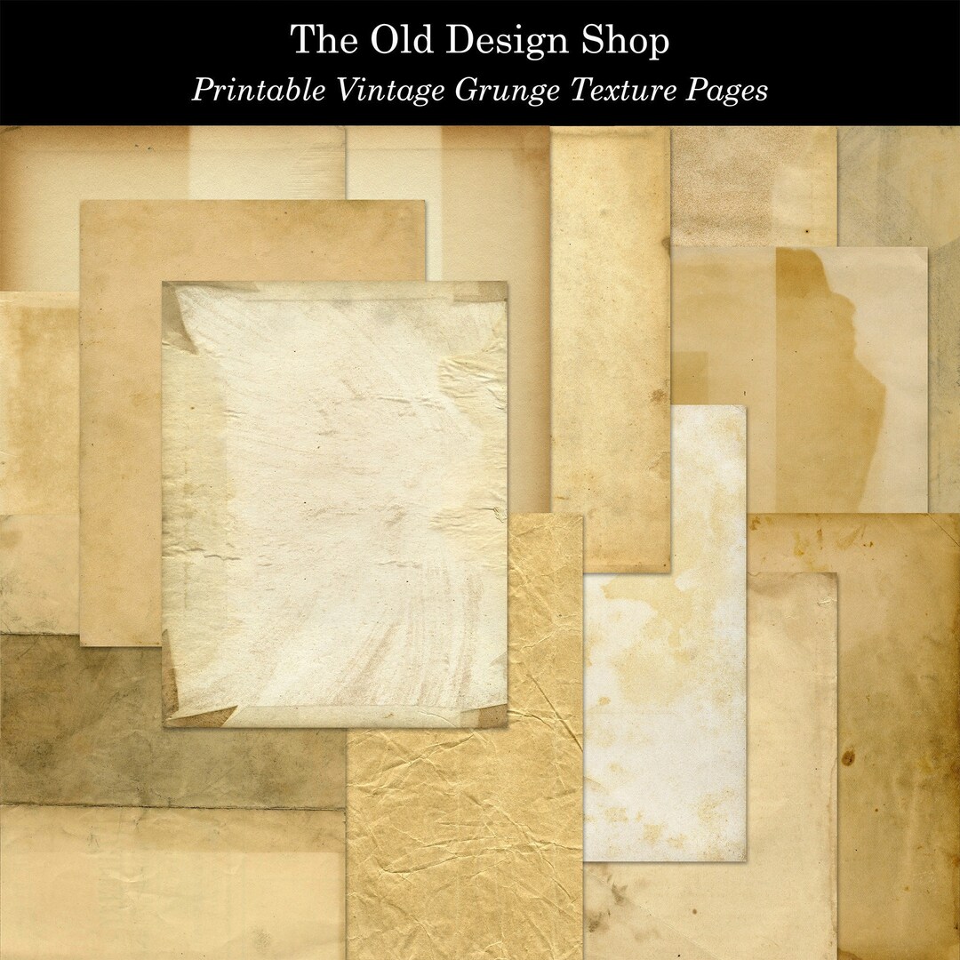 Grunge Vintage Paper Pack Texture Pages Printable Aged and Shabby Pages ...