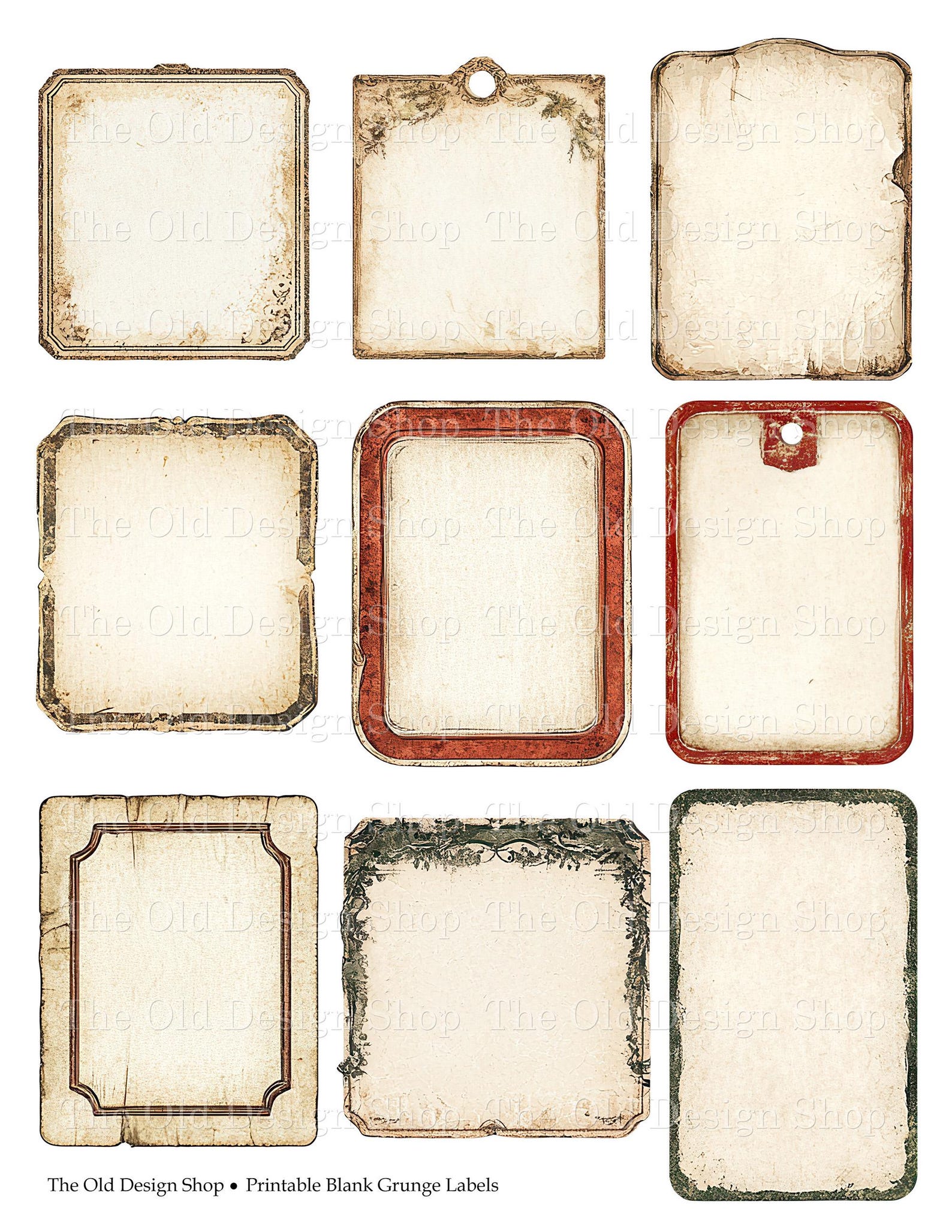 Blank Grunge Labels Journal Kit Printable Ephemera Shabby Labels Tags ...