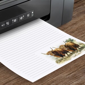 Highland Cows Printable Letter Writing Stationery Scottish Highland Cow ...