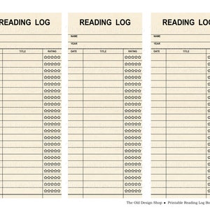 Printable Reading Log Bookmarks Aged Shabby Digital Bookmarks for ...