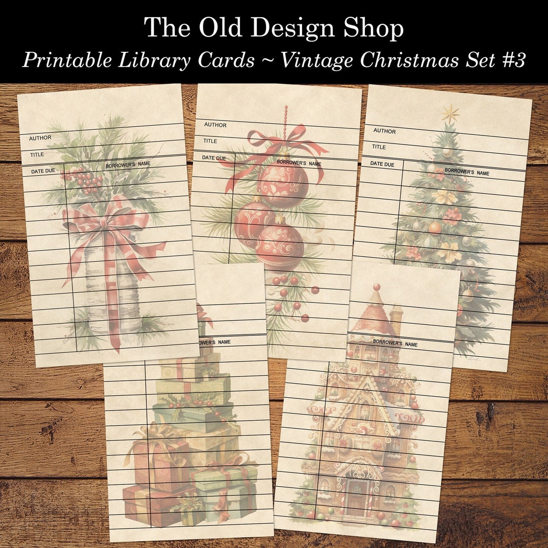 Christmas Library Cards Junk Journal Ephemera Cardmaking Supply ...