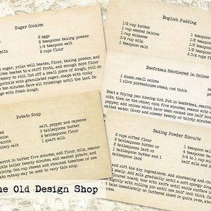 Printable Recipes Five Old Fashioned Typed Recipes 5 X 3 Inch Size ...