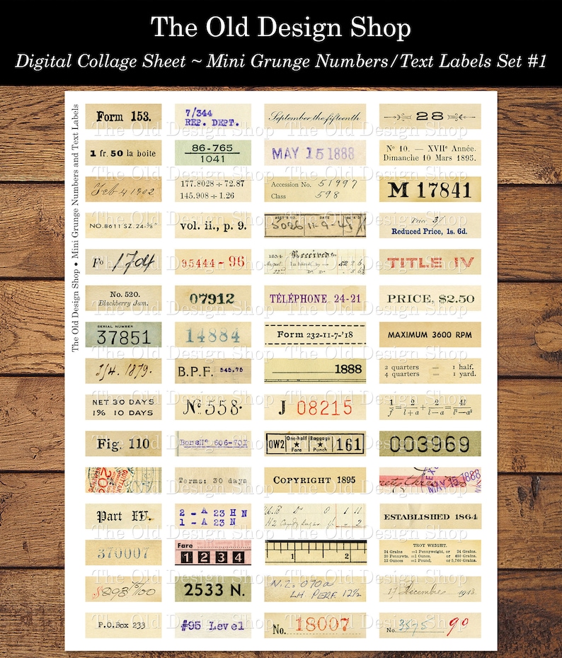 Number Labels Mini Shabby Numbers and Text Label Tags Set 1 Printable ...