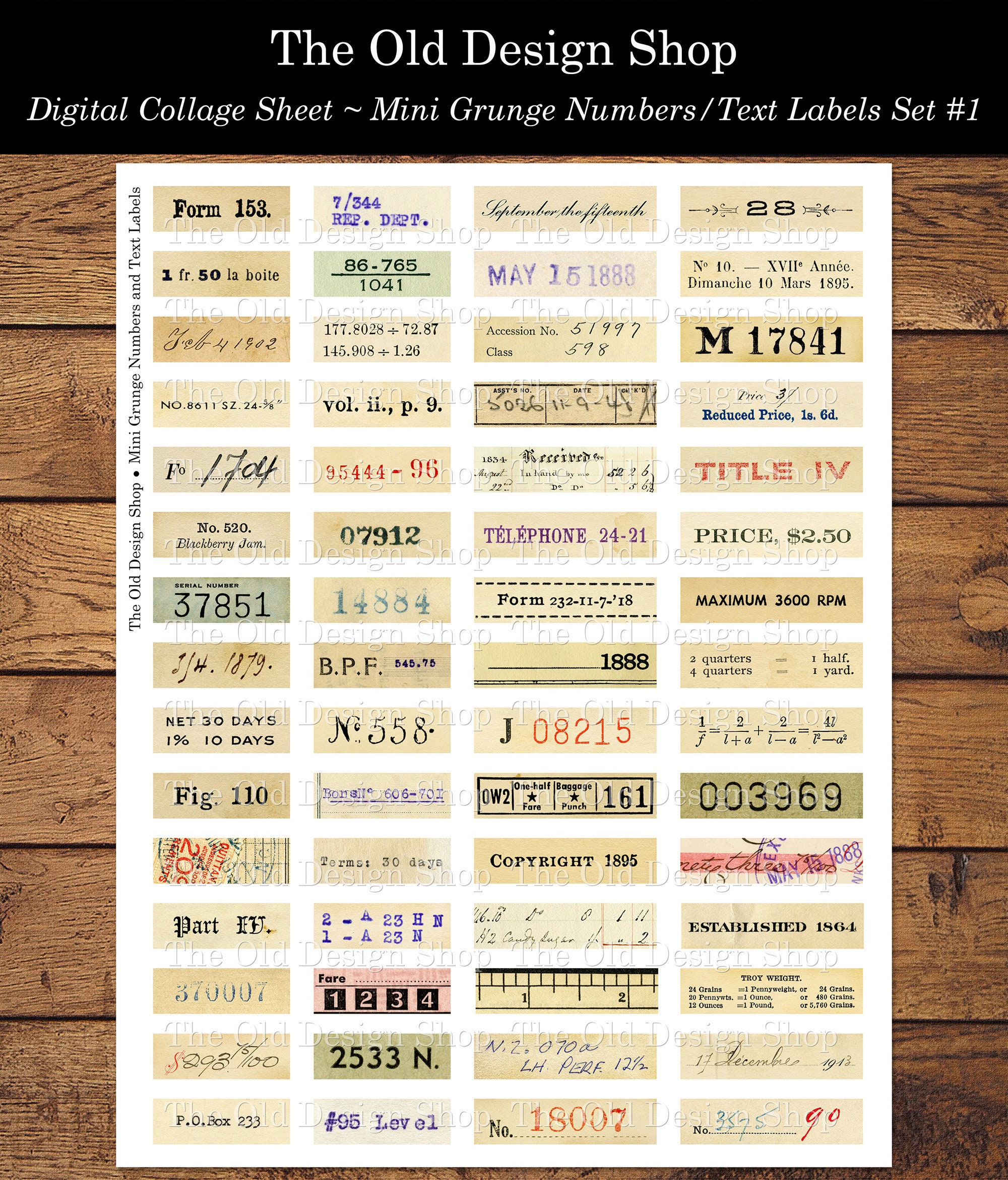 Number Labels Mini Shabby Numbers and Text Label Tags Set 1 Printable ...