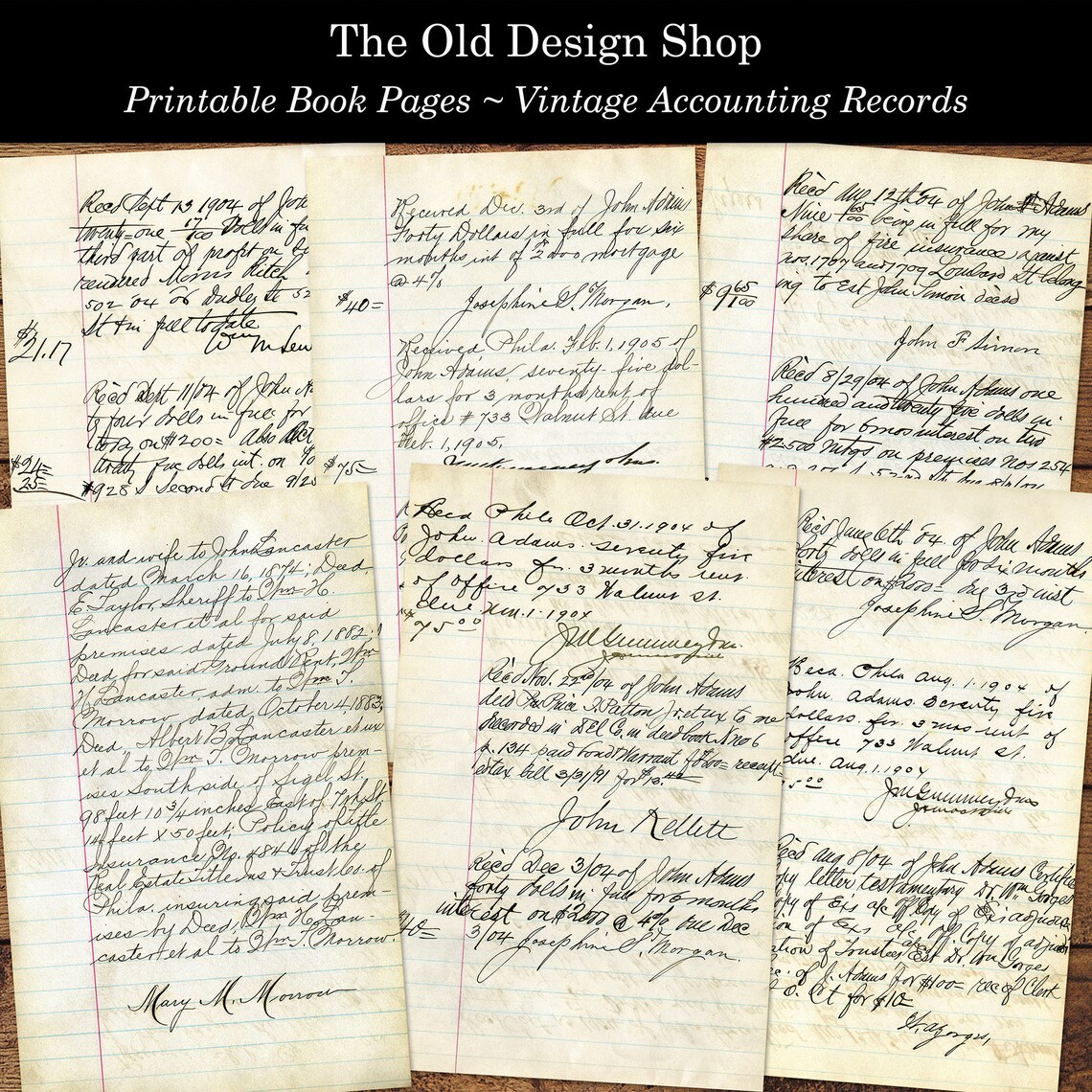 Shabby Aged Vintage Accounting Records Printable Antique Ledger Book ...