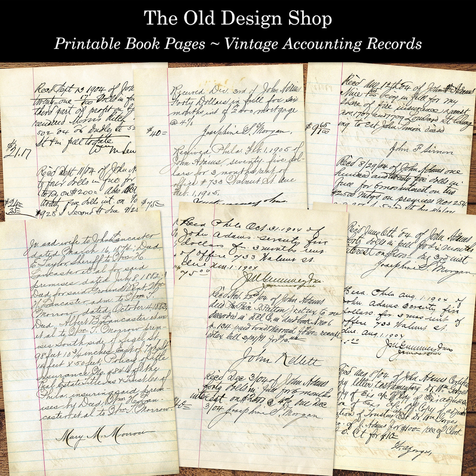 Shabby Aged Vintage Accounting Records Printable Antique Ledger Book ...