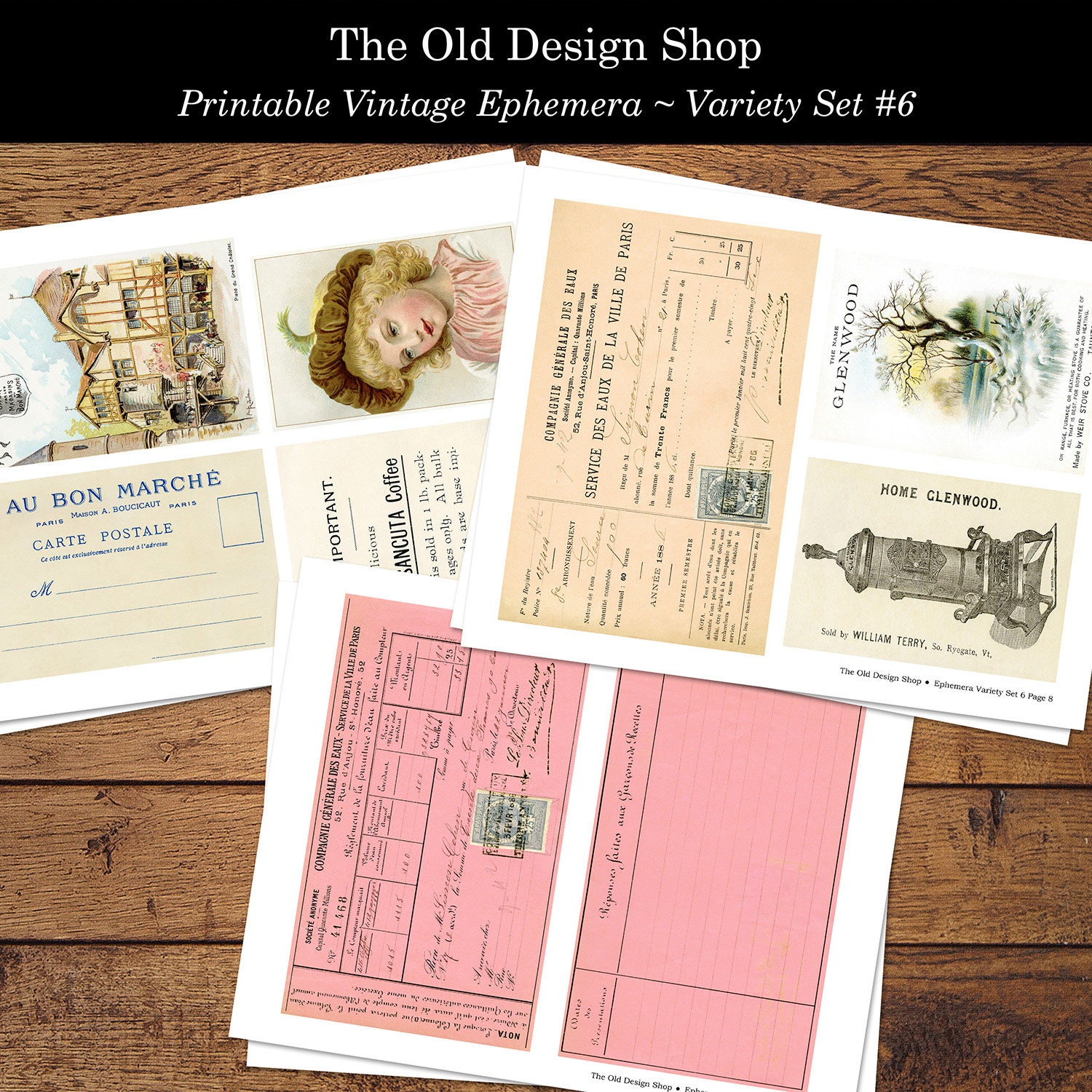 Set 6 Vintage Ephemera Printable Variety Pack Digital Download - Etsy ...
