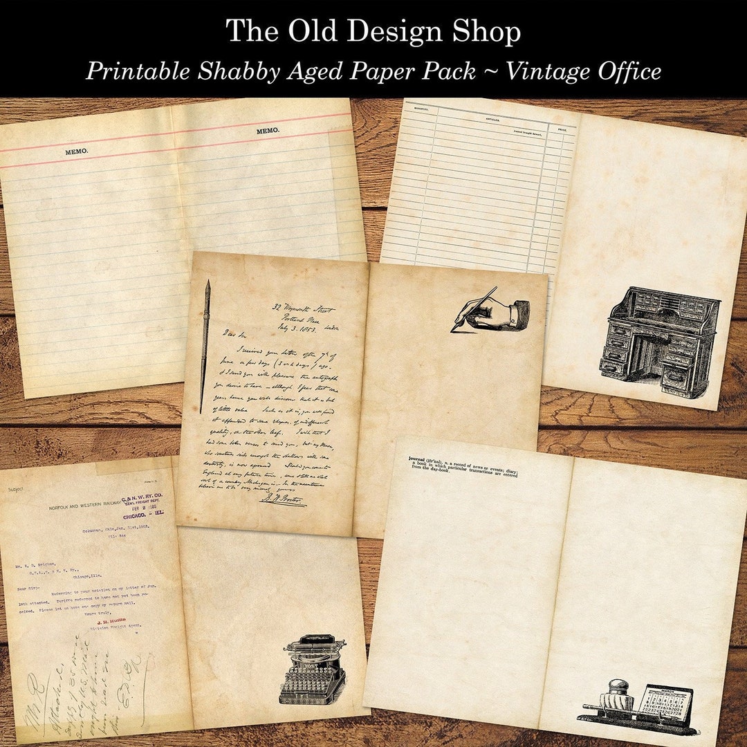 Printable Junk Journal Office Pages Signature Papers Coffee Dyed Paper ...