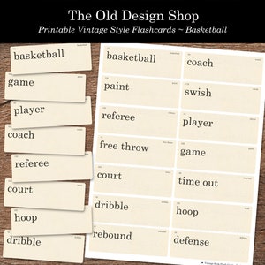 Basketball Flashcards Printable Junk Journal Ephemera Retro Vintage ...