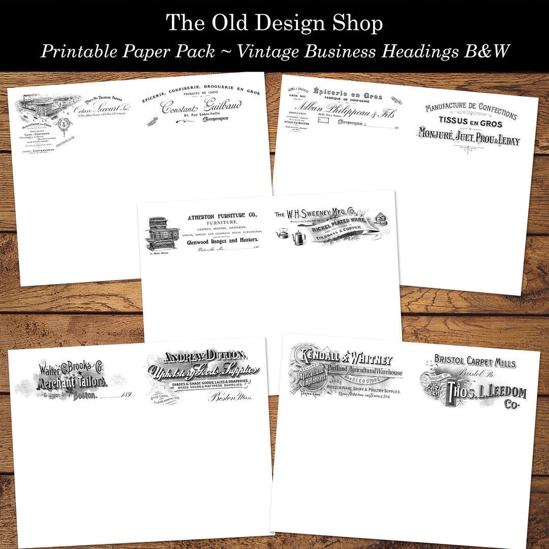 Printable Vintage Business Headings Paper Pack Coffee Dyed PLUS Ink ...