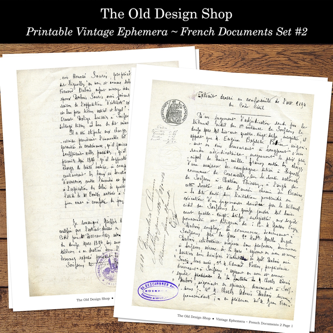 Vintage French Documents Set 2 Printable Ephemera Ad Invoice Receipt ...
