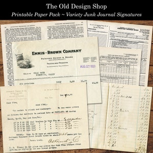Printable Junk Journal Signatures Shabby Paper Pack Vintage Graphics ...