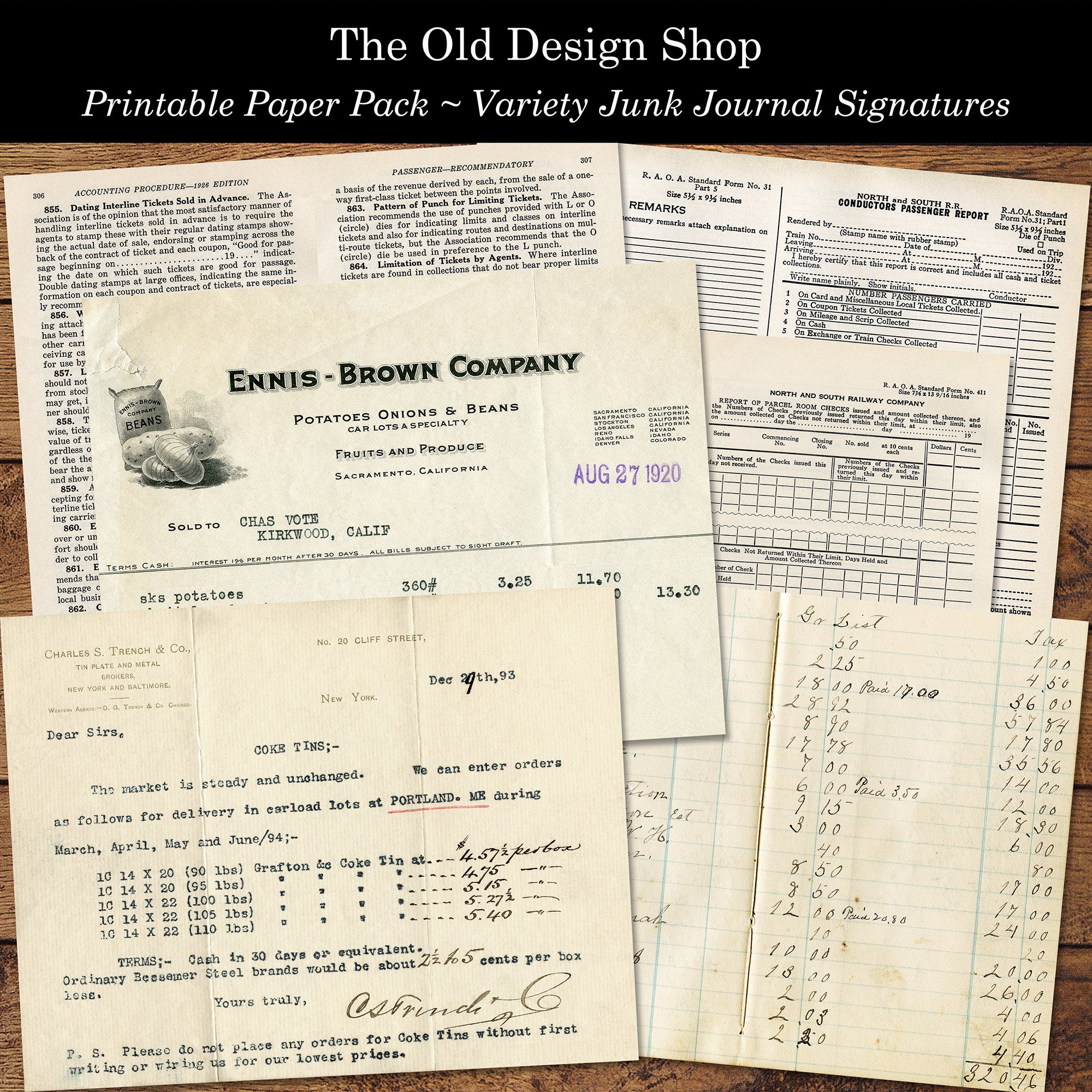 Printable Junk Journal Signatures Shabby Paper Pack Vintage Graphics ...