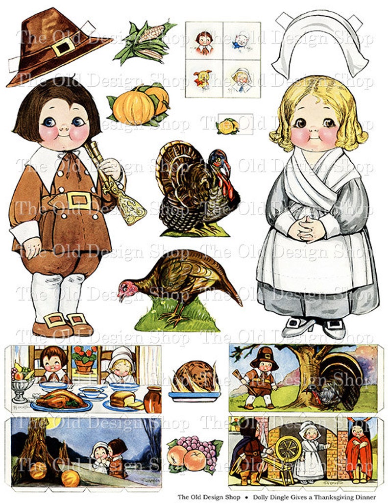 Printable Paperdoll Dolly Dingle Thanksgiving Vintage Fussy Cut ...