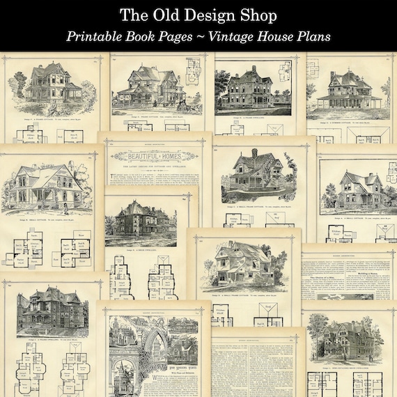 Antique House Plans Vintage Printable Book Pages Digital | Etsy Canada Antique House Plans Vintage Printable Book Pages Digital | Etsy Canada