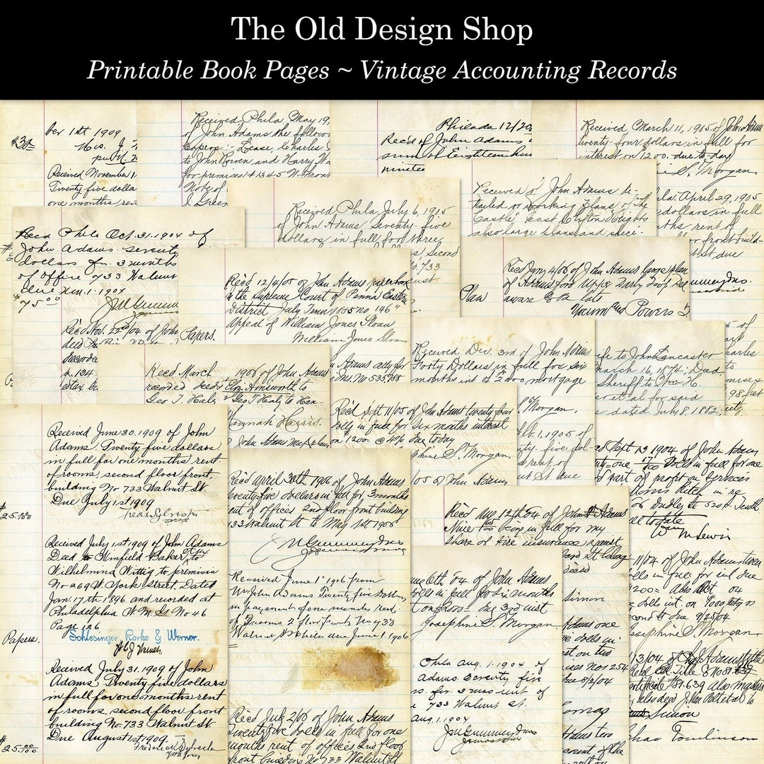 Shabby Aged Vintage Accounting Records Printable Antique Ledger Book ...