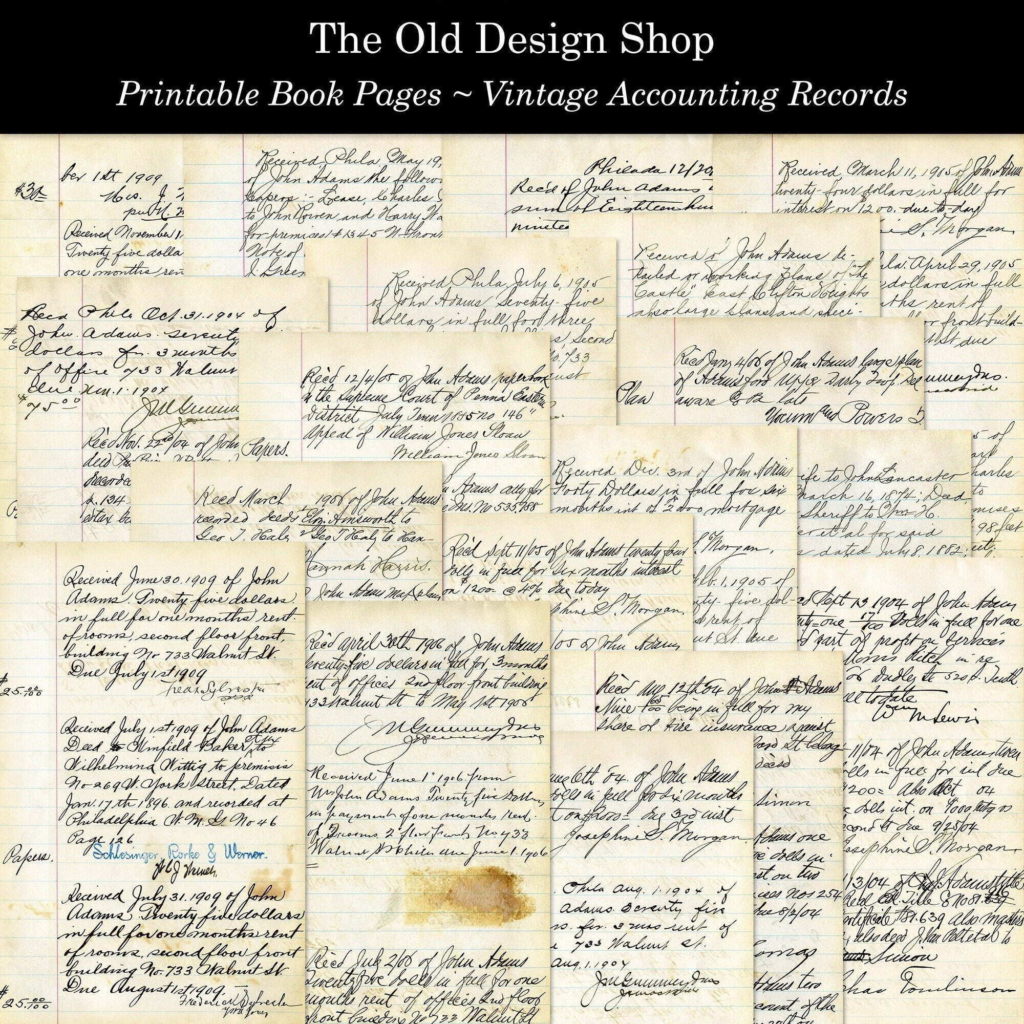 Shabby Aged Vintage Accounting Records Printable Antique | Etsy