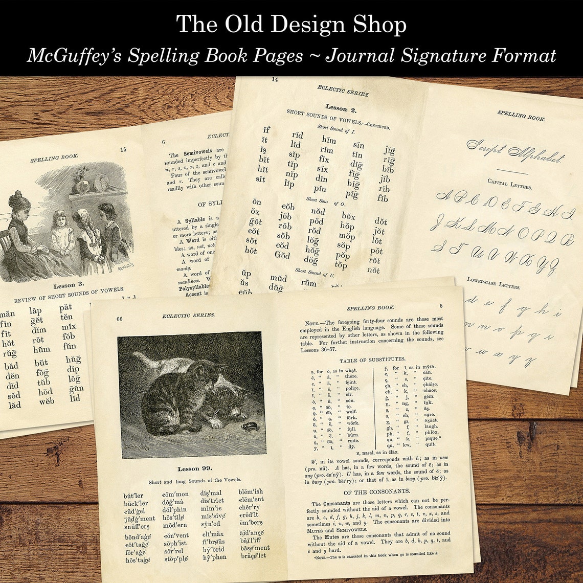 Mcguffey’s Eclectic Spelling Shabby and Aged Vintage School Reader Book ...