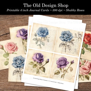 Printable Rose Journal Cards for Junk Journal Ephemera Cardmaking ...