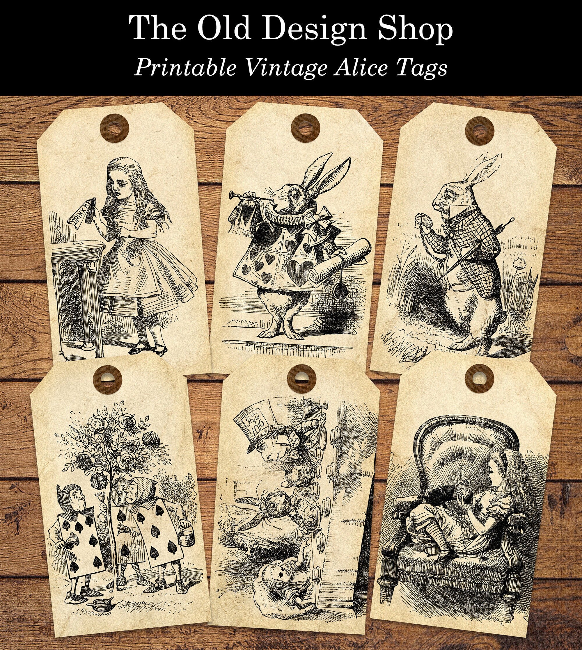 Alice in Wonderland Printable Tags Vintage Style Digital - Etsy