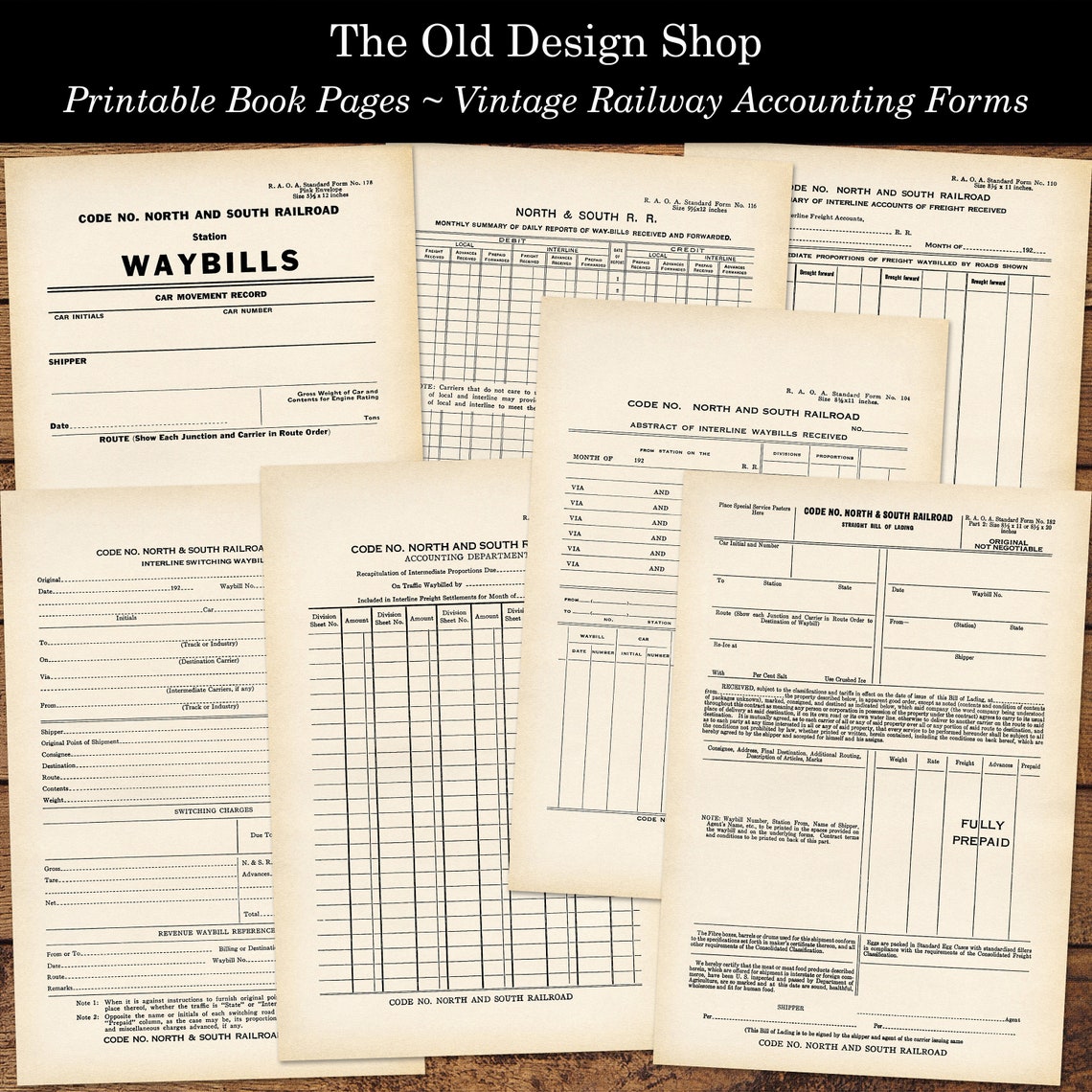 20 Antique Railway Accounting Forms Vintage Printable Book - Etsy